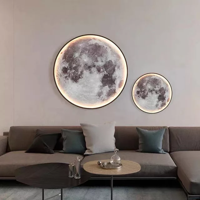 Modern LED Moon Wall Light Decor with remote - Light changing options ...